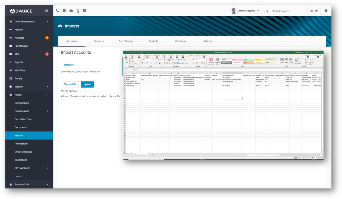 Imports - Antera Software USA