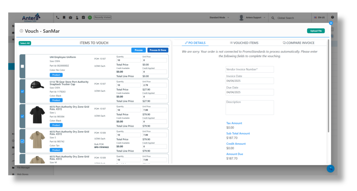 Vouching - Antera Software USA